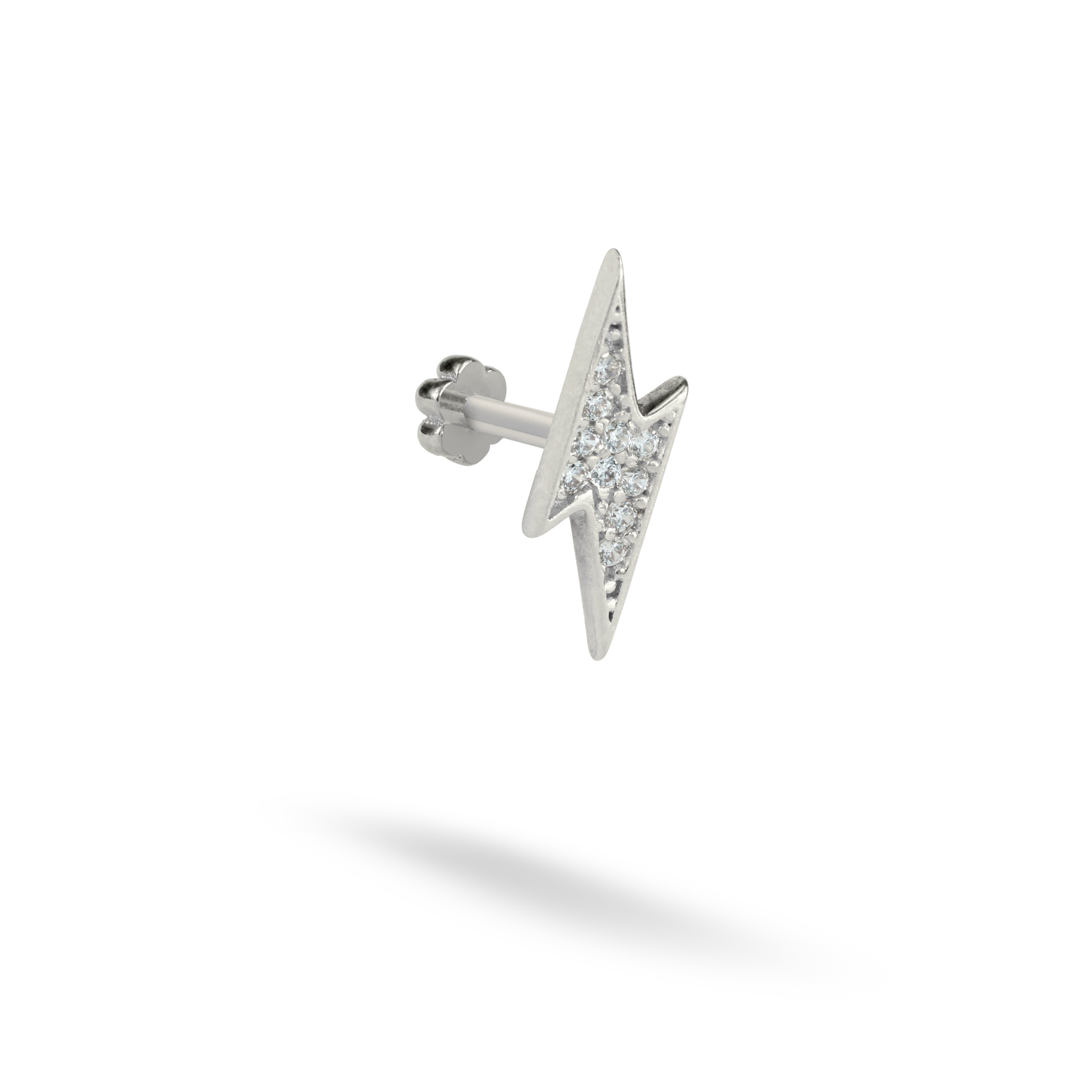 Lightning Flatback Ear Piercing 14K Gold with CZ Stone – Lunia Atelier